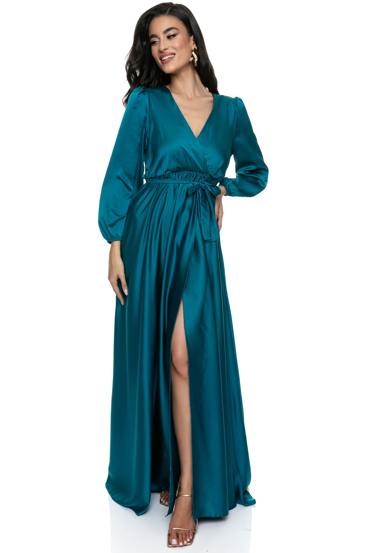 Maxi Satin Wrap Over Dress | Rich Girl Boudoir